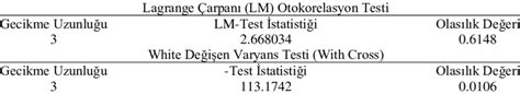 Autocorrelation And Variable Variance Test Results Çizelge 4