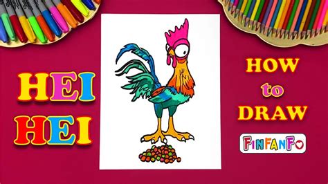 How To Draw Disney Heihei From Moana Step By Step Easy I Disney