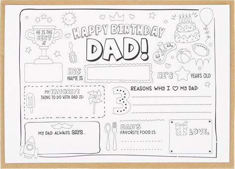 Cjandm Happy Birthday Dad Coloring Page All About Dad Fill