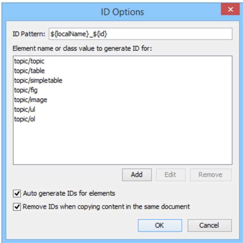 how to automatically generate id s for elements in oxygen xml editor