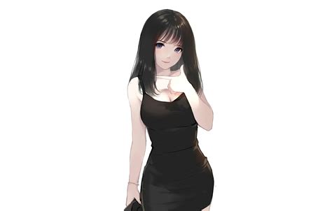 Обои Girl Cleavage Long Hair Dress Boobs Anime Beautiful Purple
