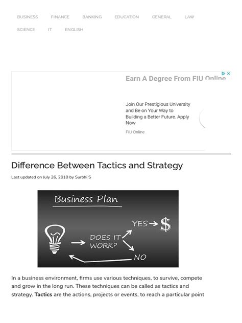 Difference Between Tactics And Strategy With Comparison Chart Key
