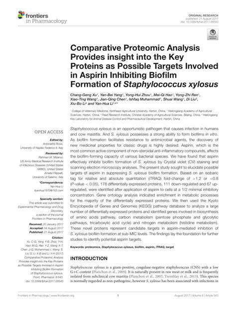 Pdf Comparative Proteomic Analysis Provides Insight Into The Key