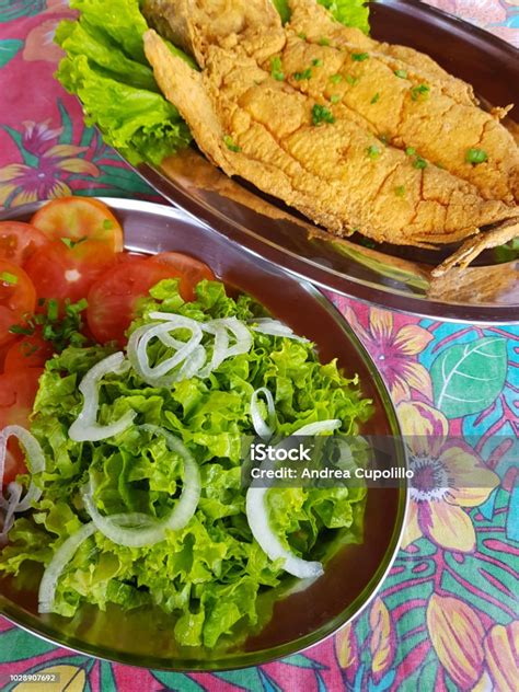 튀긴 생선과 양상추 토마토 및 양파 샐러드와 빵 가루 입힌 전체 강에 대한 스톡 사진 및 기타 이미지 강 건강한 식생활 굽기 Istock