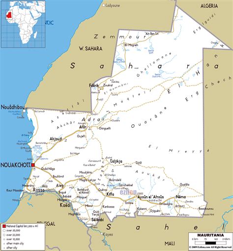 Large Road Map Of Mauritania With Cities And Airports Mauritania Africa Mapsland Maps Of
