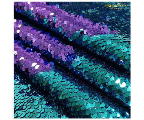 Mermaid Sequin Fabric Aqua To Purple Reversible Sequin Fabric By The