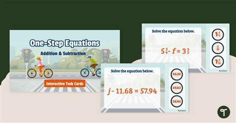One Step Equations Addition And Subtraction Interactive Task Cards