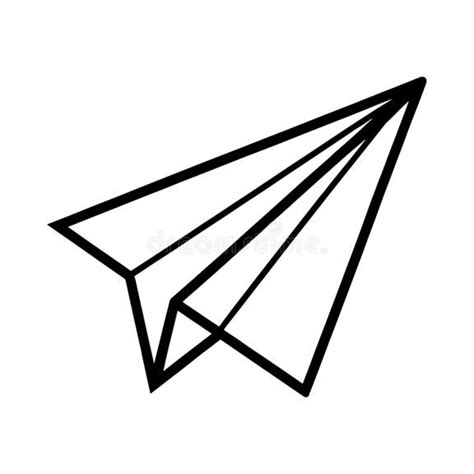 Black Outline Of A Paper Airplane In Flight Against A White Background