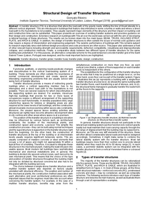 Extended Abstract Structural Design Of Transfer Structures Pdf