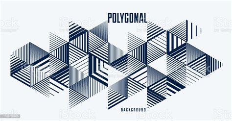 스트라이프 삼각형과 3d 큐브 벡터 디자인추상 다각형 배경 다른 광고 또는 표지 또는 배너용 템플릿입니다 복고풍 스타일의 그래픽 요소입니다 0명에 대한 스톡 벡터 아트 및