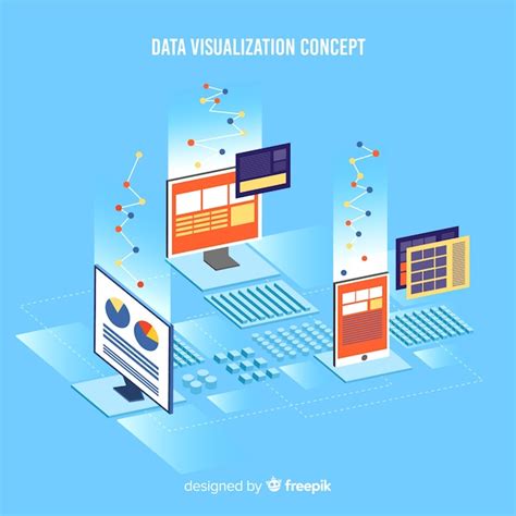 Free Vector Isometric Data Visualization Illustration