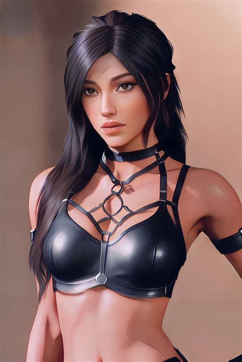 Rule 34 Ai Generated Black Hair Brown Eyes Celebcartoonizer Lara Croft Latex Latex Suit