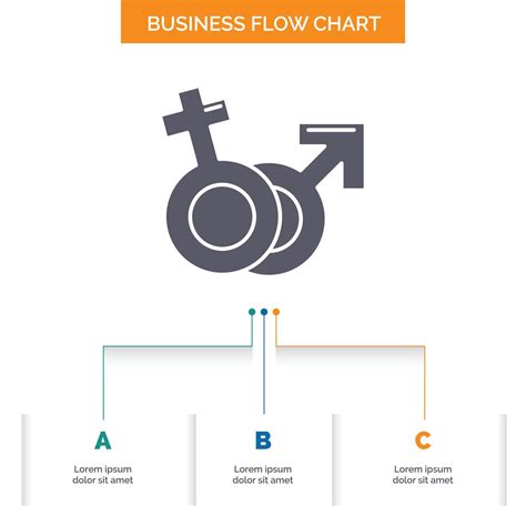 Gender Venus Mars Male Female Business Flow Chart Design With 3 Steps Glyph Icon For