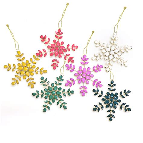 5 In Mixed Assorted Snowflake Ornaments Set Of 6 Fortunoff Backyard