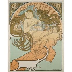 Alphonse Mucha Bare Breasted Woman Art Print Nude