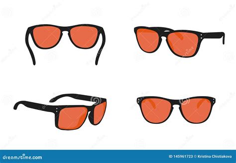 Summer Sun Sunglasses Realistic Icons Set Isolated Vector Illustration Stock Illustration
