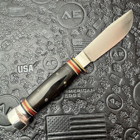 Marbles Campcraft Fixed Blade Buffalo Handle Aluminum Pommel Satin Blade American Edge Knives