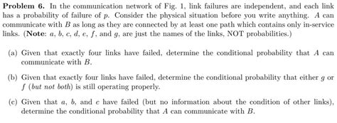 Solved Problem 6 In The Communication Network Of Fig 1 Chegg Com