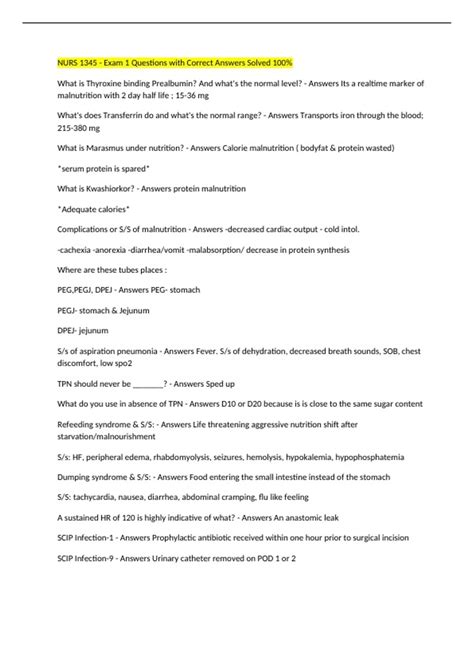 Nurs 1345 Bundled Exams Questions Solved Correctly Latest Update