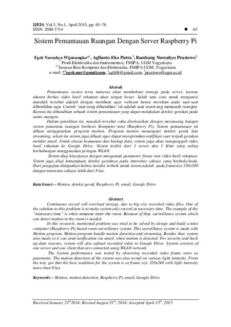 Pdf Sistem Pemantauan Ruangan Dengan Server Raspberry Pi Bambang