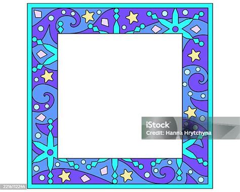 눈송이와 별이 있는 겨울 넓은 사각형 프레임 벡터 풀 컬러 그림 서리가 내린 패턴 사진이나 텍스트를 넣을 수 있는 프레임입니다 0명에 대한 스톡 벡터 아트 및 기타 이미지