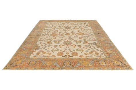 8x11 Beige And Light Rust Vintage Area Rug Handmade In Ushak Etsy
