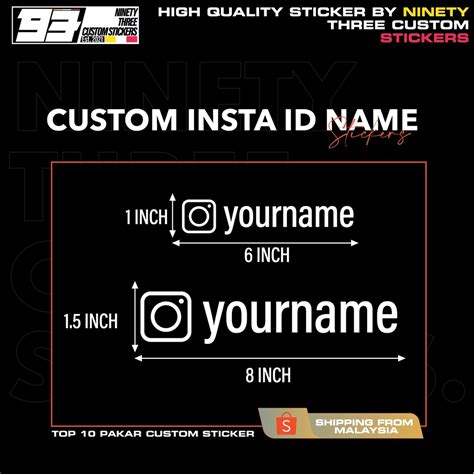 Custom Instagram Username Id Decal Vinyl Shopee Malaysia