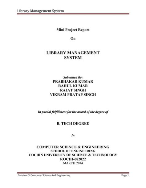 Project Proposal Of Library Management System Pdf
