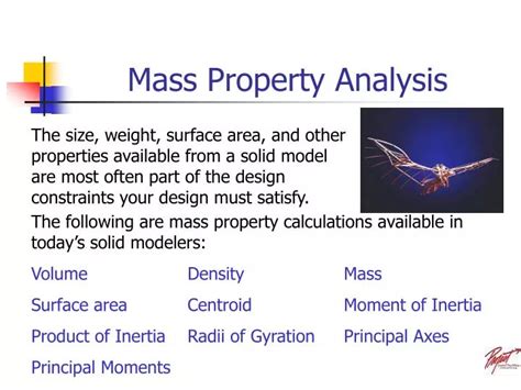 Ppt Mass Property Analysis Powerpoint Presentation Free Download
