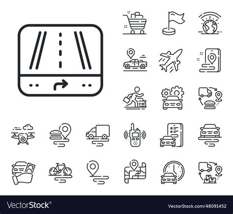 Gps Navigation Line Icon Road Path Sign Plane Vector Image