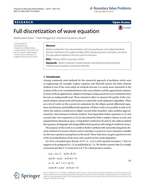 Pdf Full Discretization Of Wave Equation