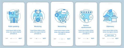 Business Skills Onboarding Mobile App Page Screen Vector Template Public Speaking Mentoring