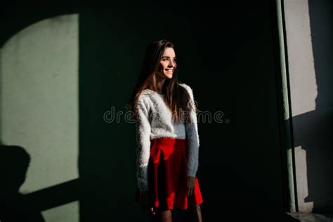 Pensive Long Haired Woman Expressing Happines During Indoor Photoshoot Portrait Of Amazing