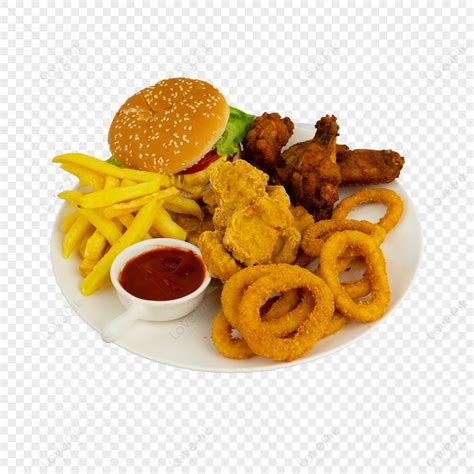 아침 튀긴 음식 사진 일러스트 패스트 푸드 조합 상추 감자 튀김 Png 일러스트 무료 다운로드 Lovepik