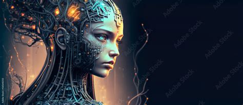 Artificial Intelligence A Humanoid Cyber Girl With Technology Smart Robot Ai Generative Ai