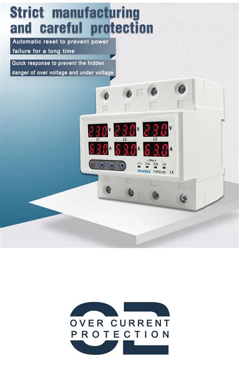 3 Three Phase Voltage Current Relay Protector 63a 60a 220v 3p N Over