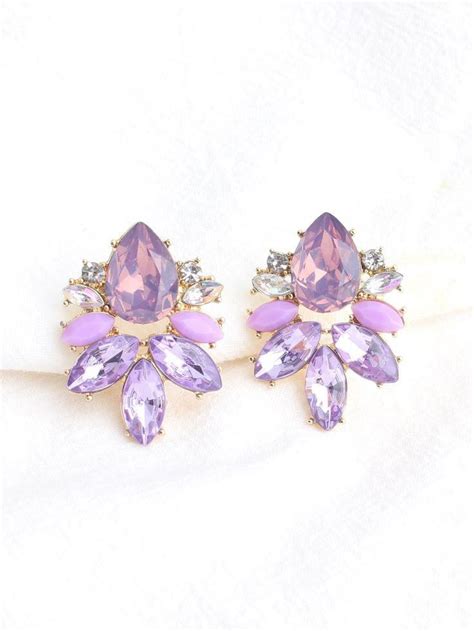 Purple Crystal Earrings Rpurple