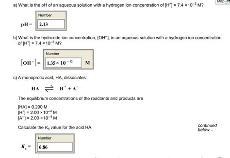 Solved Map A What Is The Ph Of An Aqueous Solution With A