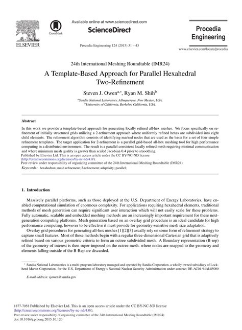 Pdf A Template Based Approach For Parallel Hexahedral Two Refinement