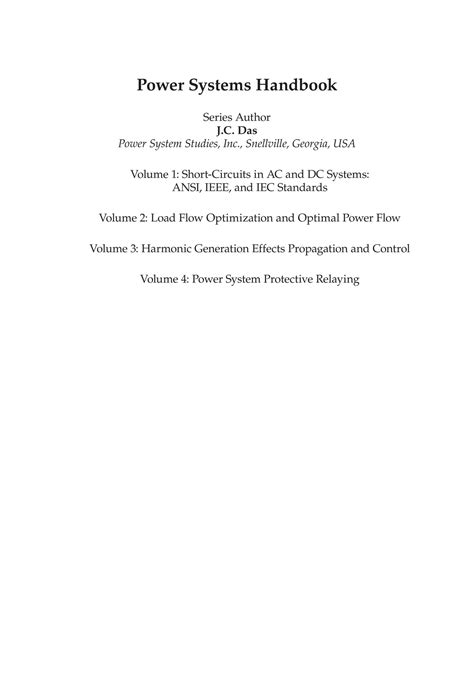 SOLUTION Power Systems Handbook Volume 1 Short Circuits In Ac And Dc Systems Ansi Ieee And Iec