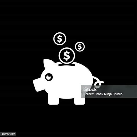 검은 배경에 돼지 저금통 아이콘입니다 검정 평면 스타일 벡터 일러스트 0명에 대한 스톡 벡터 아트 및 기타 이미지 0명 1 센트 검은색 Istock