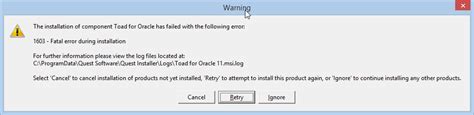 Toad For Oracle R Installation Failure Toad For Oracle DevOps Toolkit Toad World Forums