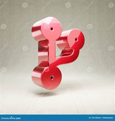 Code Branch Icon Red Glossy Metallic Code Branch Symbol Isolated On White Concrete Background