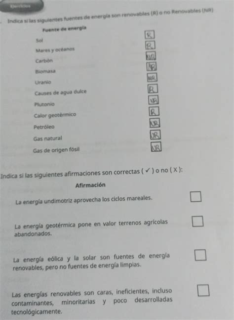 Indica Si Las Siguientes Fuentes De Energ A Studyx
