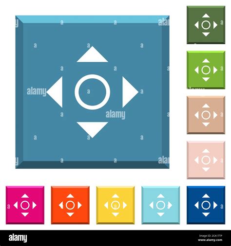 scrolling tool white icons on edged square buttons in various trendy