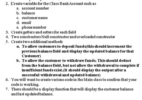 Solved 2 Create Variable For The Class Bankaccount Such As