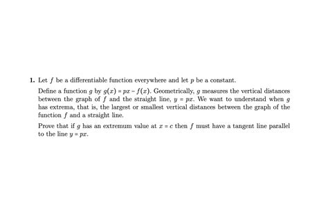 Solved 1 Let F Be A Differentiable Function Everywhere And Chegg Com