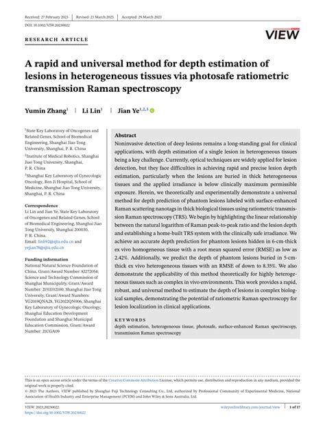 Pdf A Rapid And Universal Method For Depth Estimation Of Lesions In