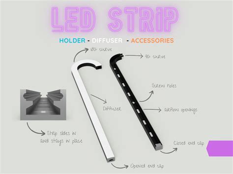 Led Strip V1 Holder Diffuser Accessories By Michele Makerworld Download Free 3d Models