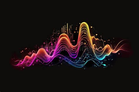 Abstract Sound Wave Design On Black Background Equalizer Effect In Neon Colors Generative Ai